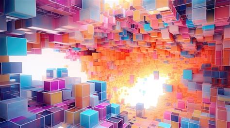 Premium Ai Image Abstract Voxel Artificial Cubes Illustration 3d Futuristic Pixel Virtual