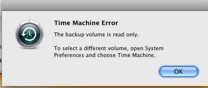 Time Machine Error Backup Volume Is Read Only Macrumors Forums