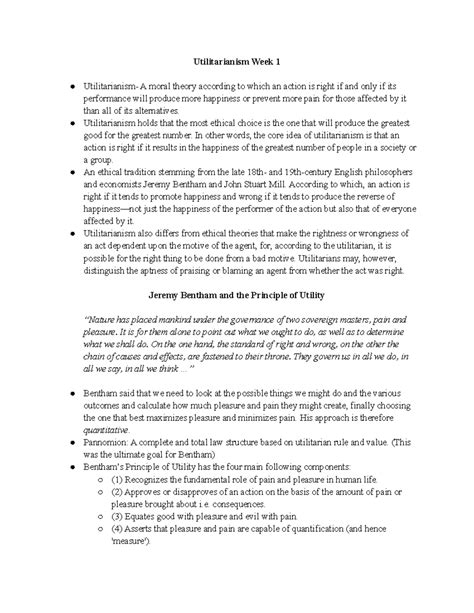 Utilitarianism Explained Utilitarianism Week 1 Utilitarianism A