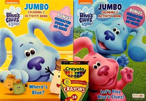 Set Of 2 Blues Clues Jumbo Coloring And Activity Books With Pack Of 24