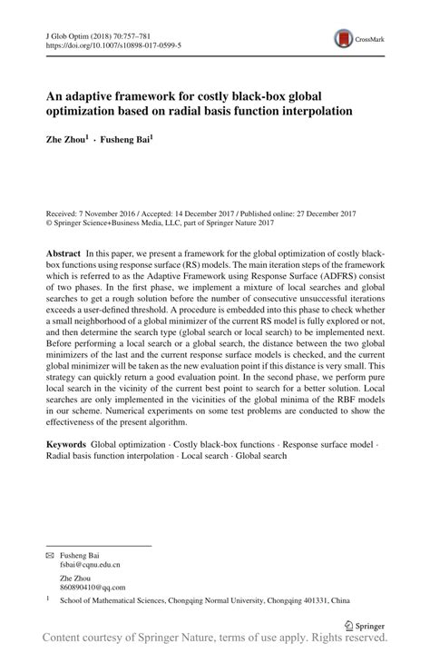 An Adaptive Framework For Costly Black Box Global Optimization Based On Radial Basis Function