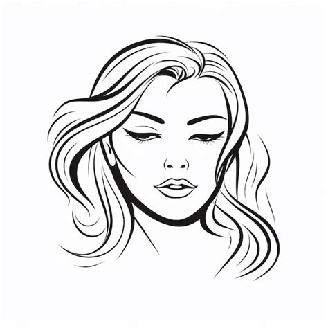 Premium Photo A Black And White Drawing Of A Womans Face With Long