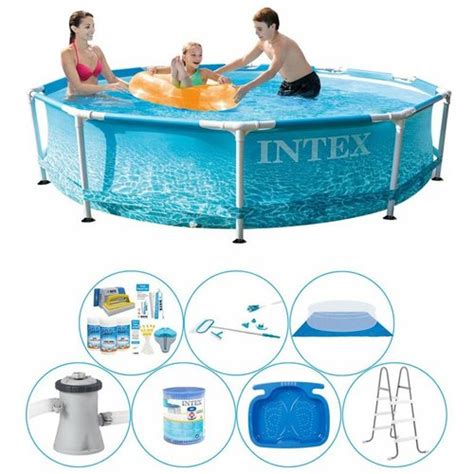 Intex Piscine Metal Frame Ronde Plage 305x76 Cm 8 Pièces Pack De