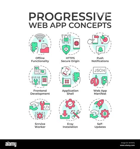 Progressive Web App Multi Color Concept Icons Stock Vector Image And Art Alamy