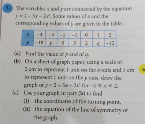 Solved 3 The Variables X And Y Are Connected By The Equation Y2 3x