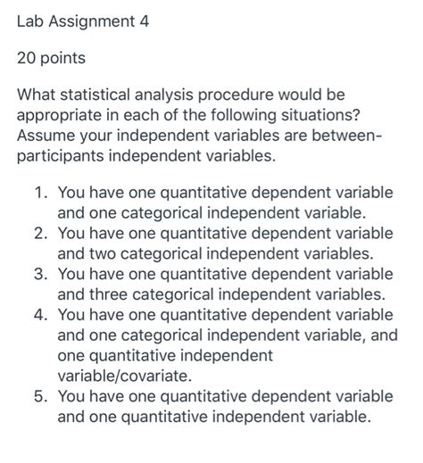 Lab Assignment 4 20 Points What Statistical Analysis Chegg