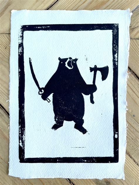 Badly Drawn Bears On Twitter WARRIOR BEAR Lino Print Edition Of 10 Xox