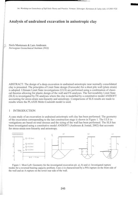 Pdf Analysis Of Undrained Excavation In Anisotropic Clay