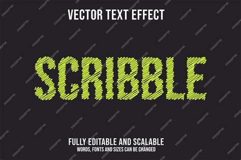 Efeito De Texto Vetorial De Rabisco Editável Vetor Premium