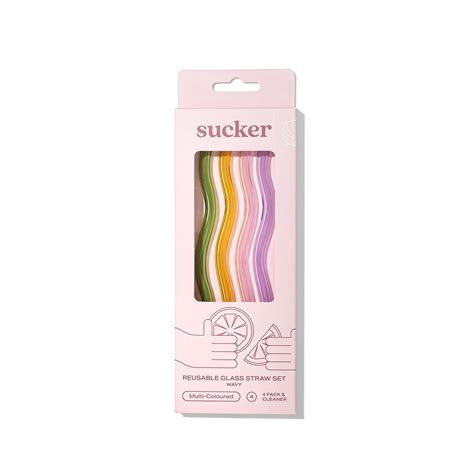 Wavy Reusable Glass Straws Sucker