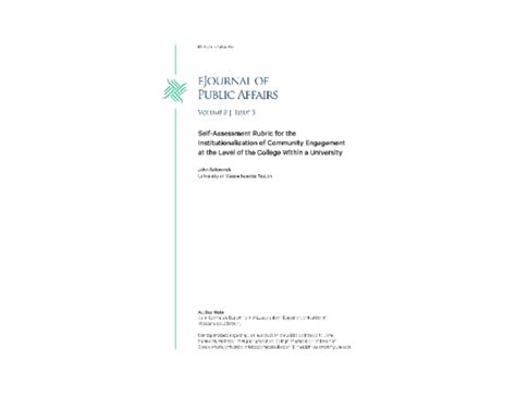 Self Assessment Rubric For The Institutionalization Of Community