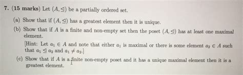 Solved Let A Be A Partially Ordered Set A Show That