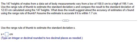 Solved The 147 Heights Of Males From A Data Set Of Body Chegg
