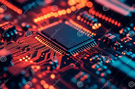 An Intricate Closeup View Of Advanced Microchip Circuitry Showcasing Fine Details And Components