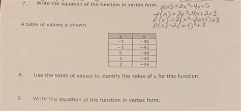 Solved A Table Of Values Is Shown 8 Use The Table Of Chegg Com