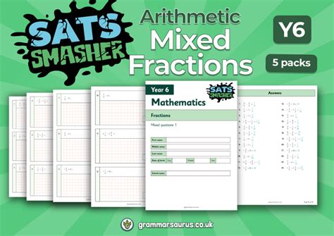 Y6 Sats Smasher Maths Fraction Arithmetic Practice Papers Grammarsaurus