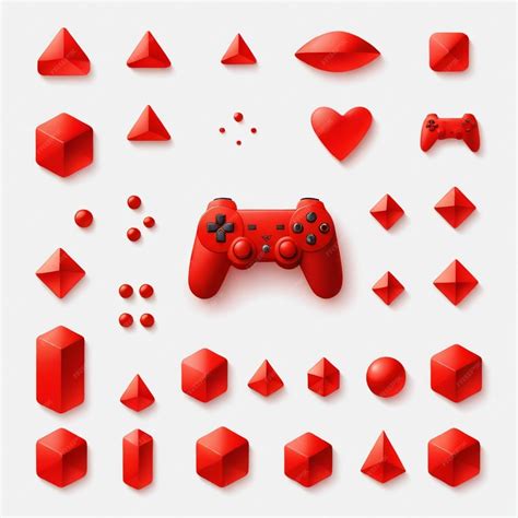 A Red Game Controller With Many Different Shapes And Shapes Premium
