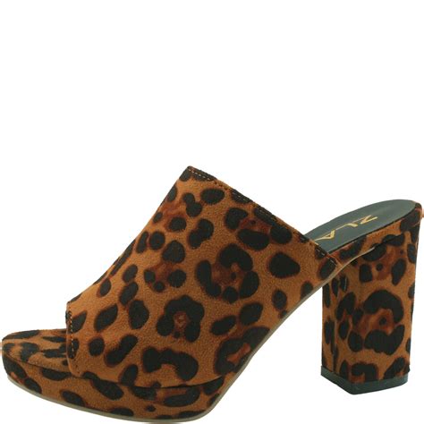 토오픈 스웨이드 뮬 하이힐 슬리퍼 호피 에이블리