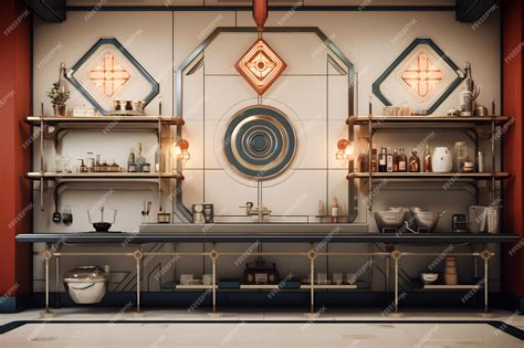 Premium Photo An Art Decoinspired Space With Built In Wall Mounted Display