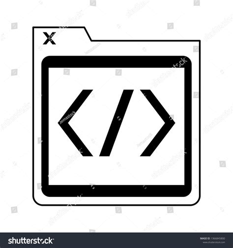 Programmer Code Window Symbol Black White เวกเตอร์สต็อก ปลอดค่า