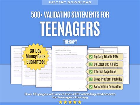 500 Teenagers Validating Therapy Statements Workbook Karlstein