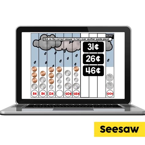 Digital Seesaw April Math Puzzle Counting Coins Lucky Little Learners
