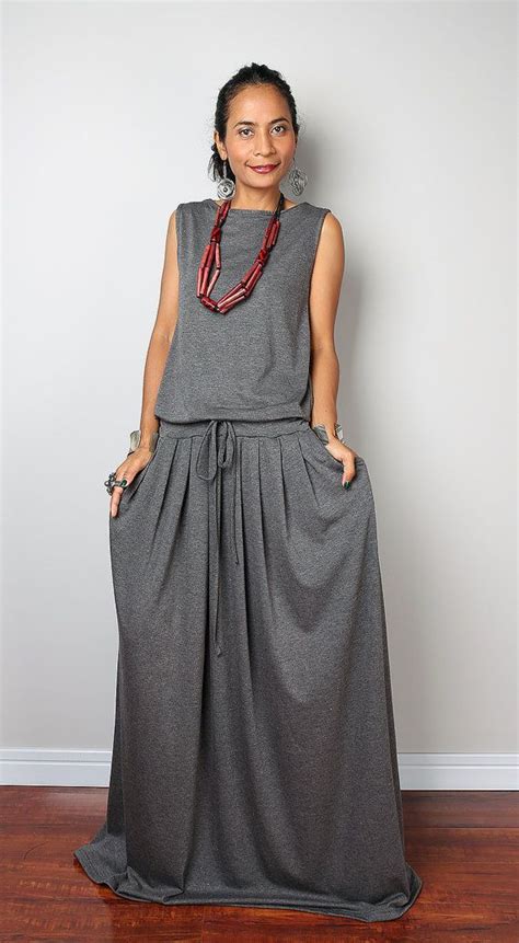 Grey Maxi Dress Top Grey Sleeveless Dress Autumn Thrills Collection No9 New Arrival