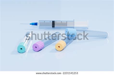 Vacuum Sampling Vessel Syringes Lab Concept Stock Illustration