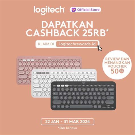 promo logitech pebble keys2 k380s keyboard wireless bluetooth