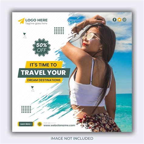 Viagem de férias mídia social postagem de design de banner da web arquivo vetorial editável