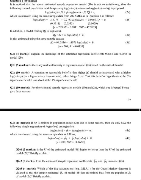 Question 2 40 Marks It Is Noticed That The Above