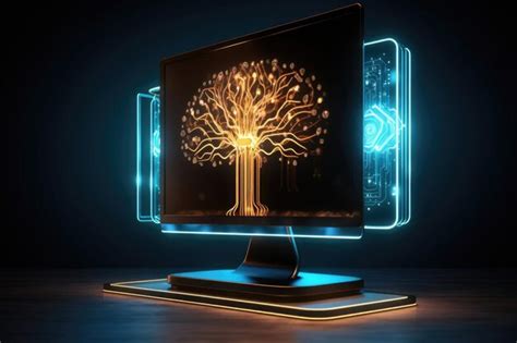 Premium Photo Artificial Intelligence On Computer Monitor With Neural