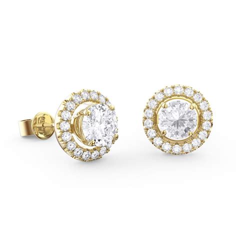 Fusion 12ct Diamond 18ct Yellow Gold Stud Earrings Halo Jacket Set