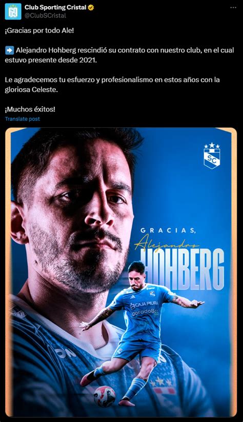 Alejandro Hohberg Deja Sporting Cristal Y Se Convertirá En Nuevo