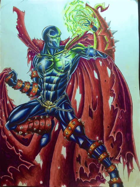 Progression Of Spawn Drawings Over 3 Years Each Of Them Are Colored