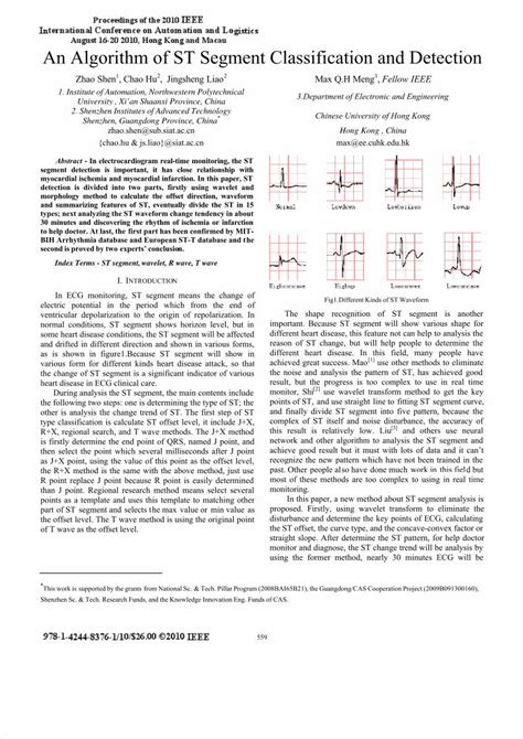 Pdf An Algorithm Of St Segment Classification And Detection Dokumen