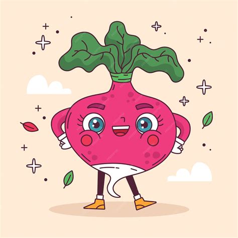 Free Vector Hand Drawn Radish Cartoon Illustration