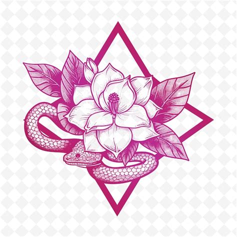 Premium Psd Png Gardenia With Python Coils And Simple Line Art With