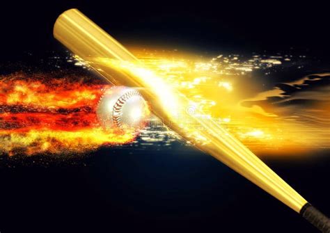 Baseball Bat Hit Flame Ball Stock Illustrations 129 Baseball Bat Hit
