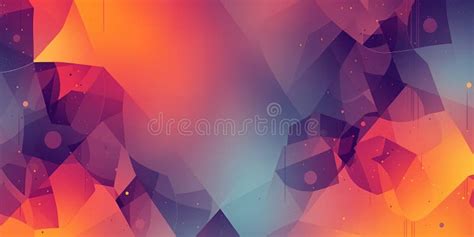Abstract Geometric Shapes In Warm And Cool Tones With Particle Effects And Gradient Background
