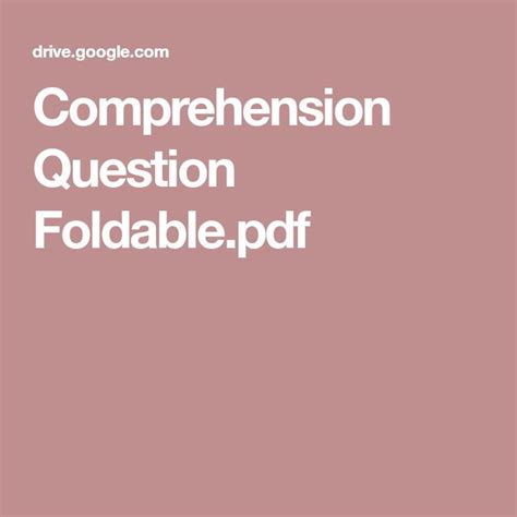 Comprehension Question Foldable Pdf Comprehension Questions Comprehension Foldables