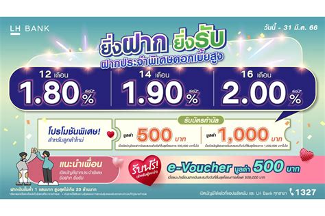 Lh Bank ออกเงินฝากประจำพิเศษ ชูดอกเบี้ยสูงสุด 2 ต่อปี รับดอกเบี้ยทุกเดือน