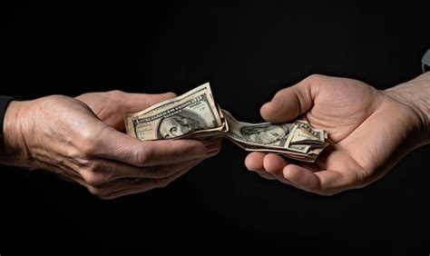 Premium AI Image Two People Shaking Hands Over A Stack Of Money