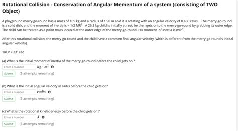 Solved Rotational Collision Conservation Of Angular Chegg