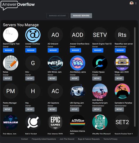 [web settings servers ] sever selection menu · issue 77 · answeroverflow answeroverflow · github
