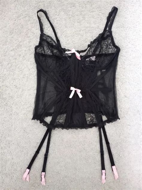 New Victorias Secret Bustier Garter Suspenders Belt Lingerie Black