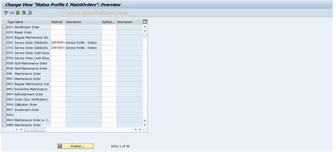 OIOG SAP Tcode Maintenance Order Status Profile