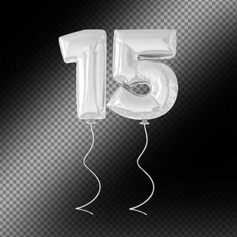 Premium Psd Silver Balloon Number 15