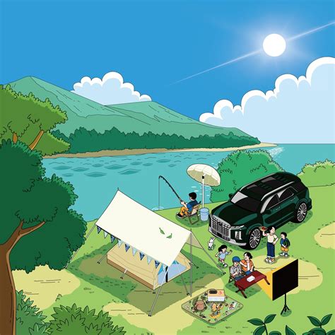 현대자동차 현대 휠핑 키비주얼여름시즌 일러스트 포트폴리오 크몽