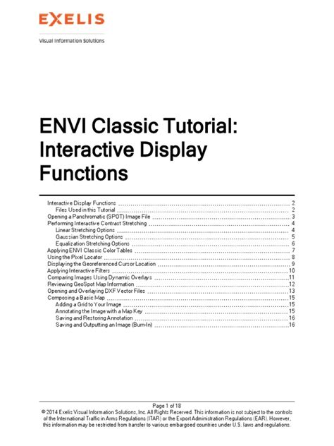 envi classic tutorial interactive display functions pdf menu
